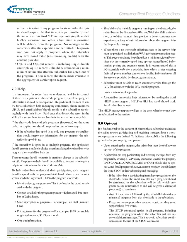 MMA - Consumer Best Practices Guidelines | PDF