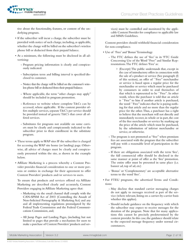 MMA - Consumer Best Practices Guidelines | PDF