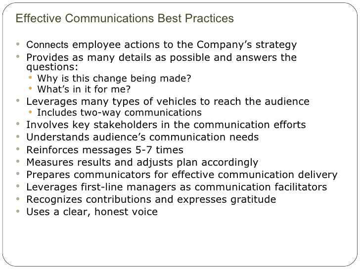 Effective Communications Tool Kit: Best Practices