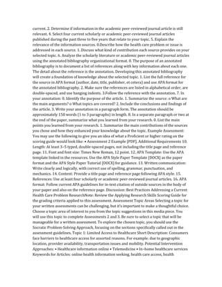 Best Practices Addressing a Current Health Care Problem Research.docx