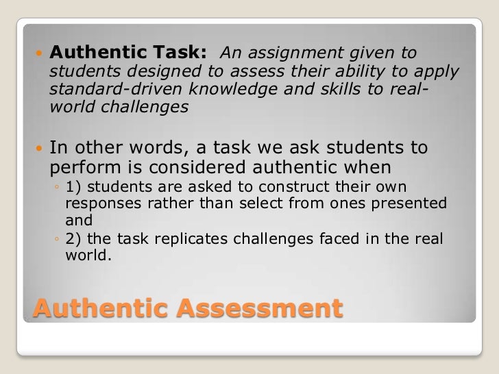 Best practices authentic assessment