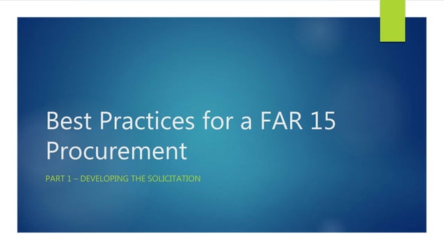 Best practices for a far 15 procurement part 1 | PPT