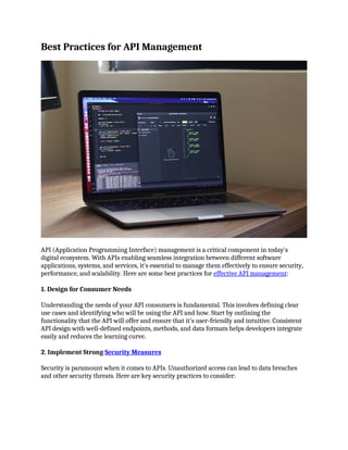 Best Practices for API Management in 2024 | PDF