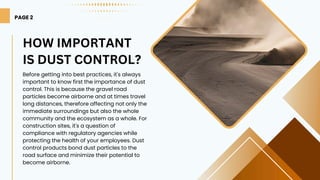 Best Practices for Applying Dust Control Products on Gravel Roads | PDF