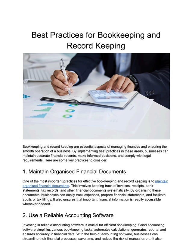 Best Practices for Bookkeeping and Record Keeping | PDF