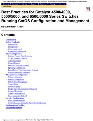 Best practices for catalyst 4500 4000, 5500-5000, and 6500-6000 series ...