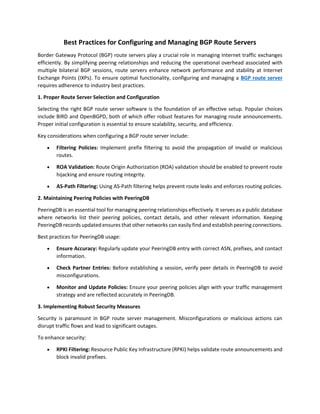 Best Practices for Configuring and Managing BGP Route Servers | PDF