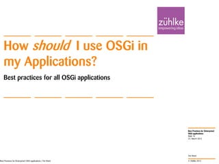 Best Practices for (Enterprise) OSGi applications - Tim Ward | PDF | Web Development | Internet