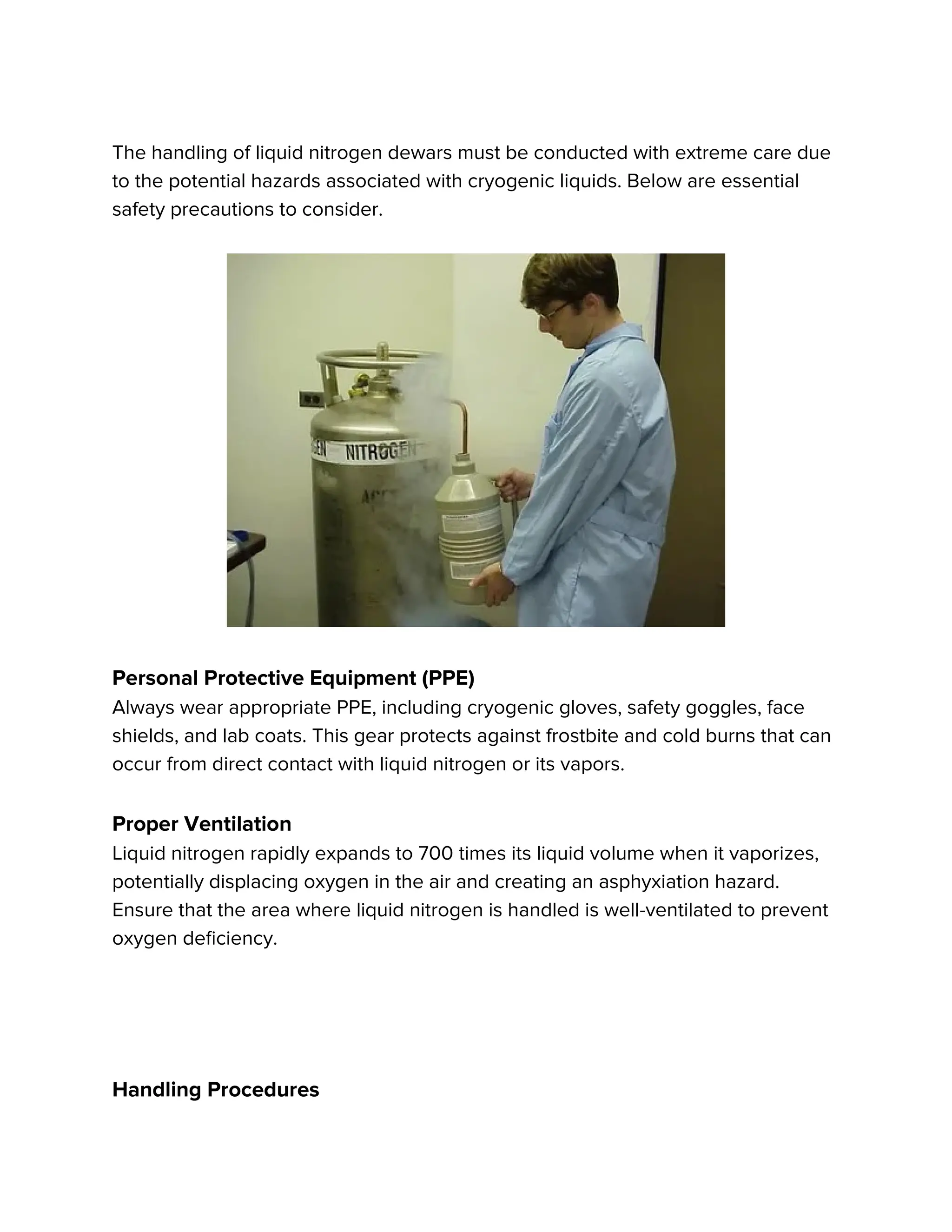 Best Practices for Handling and Transporting Cryogenic Dewars | DOCX