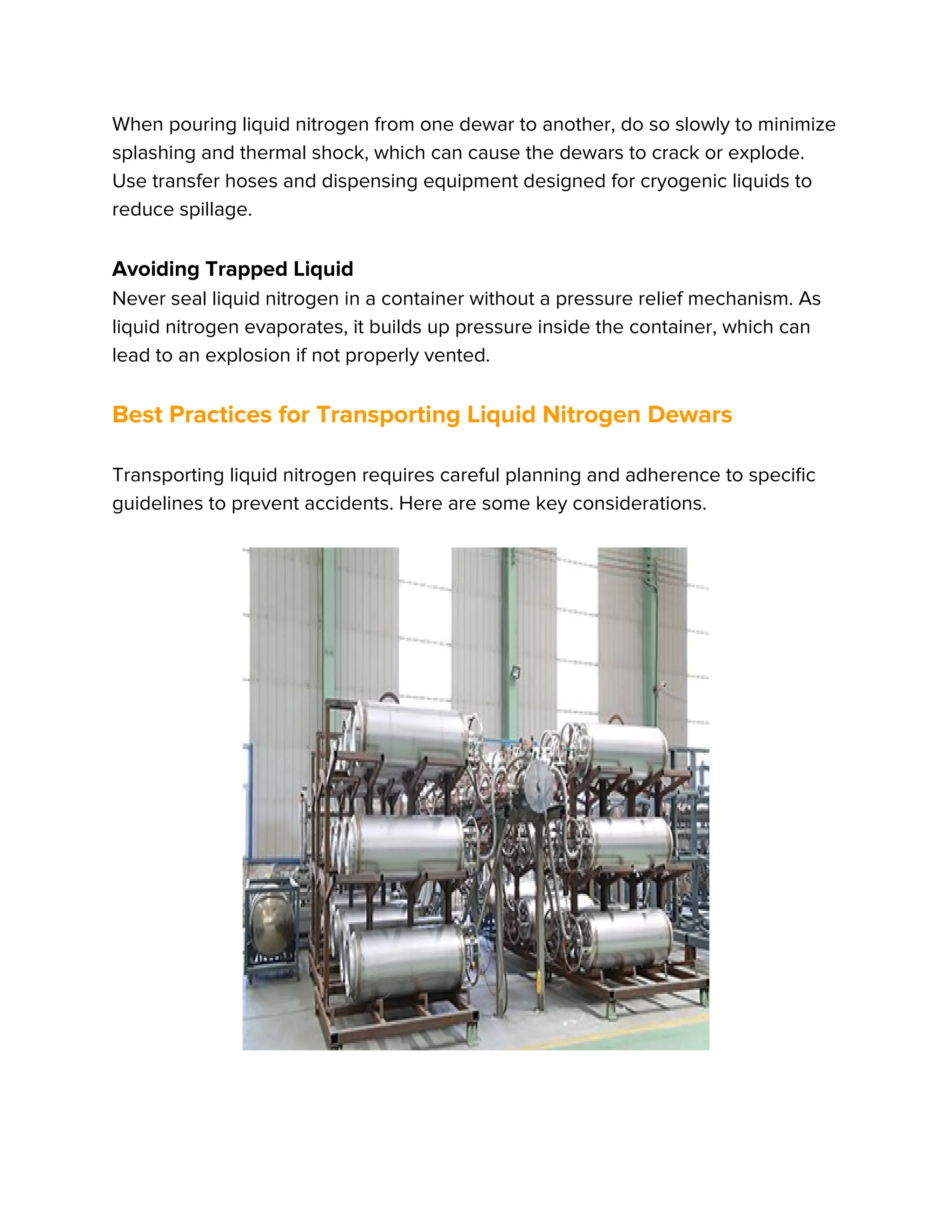 Best Practices for Handling and Transporting Cryogenic Dewars | DOCX