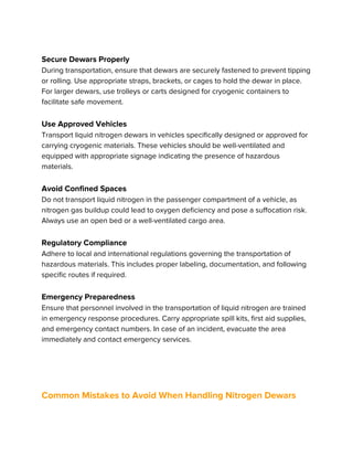 Best Practices for Handling and Transporting Cryogenic Dewars | DOCX