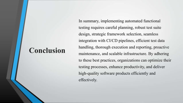 Best Practices For Implementing Automated Functional Testing Ppt