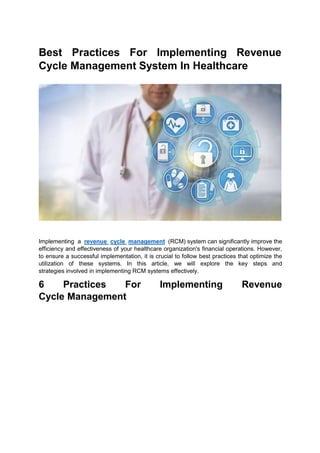 Best Practices For Implementing Revenue Cycle Management System In ...