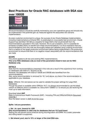 Best Practices for Oracle RAC DB with large SGA size | PDF