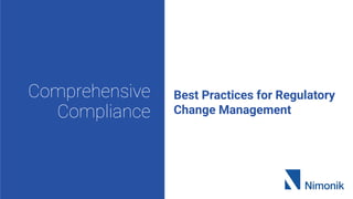 Best Practices for Regulatory Change Management | PDF