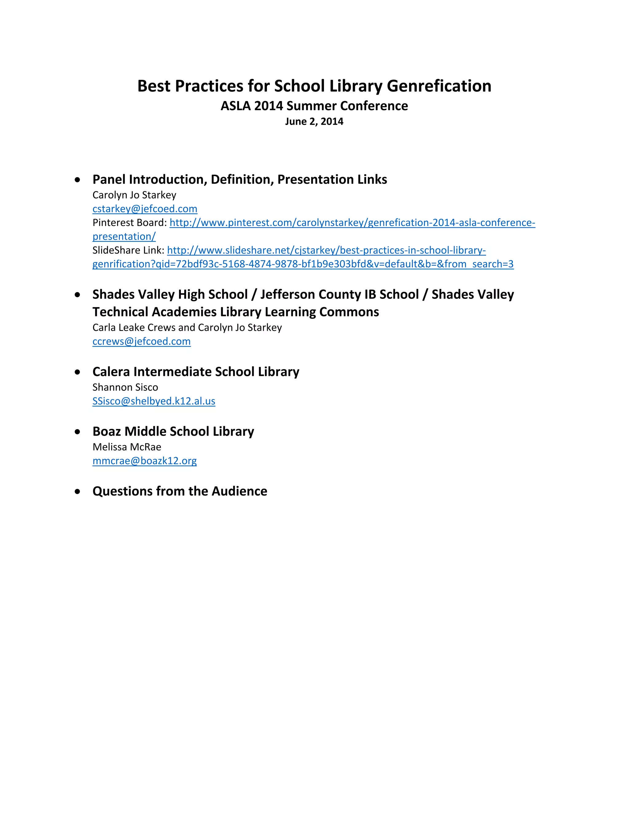 Best practices for school library genrefication agenda | PDF