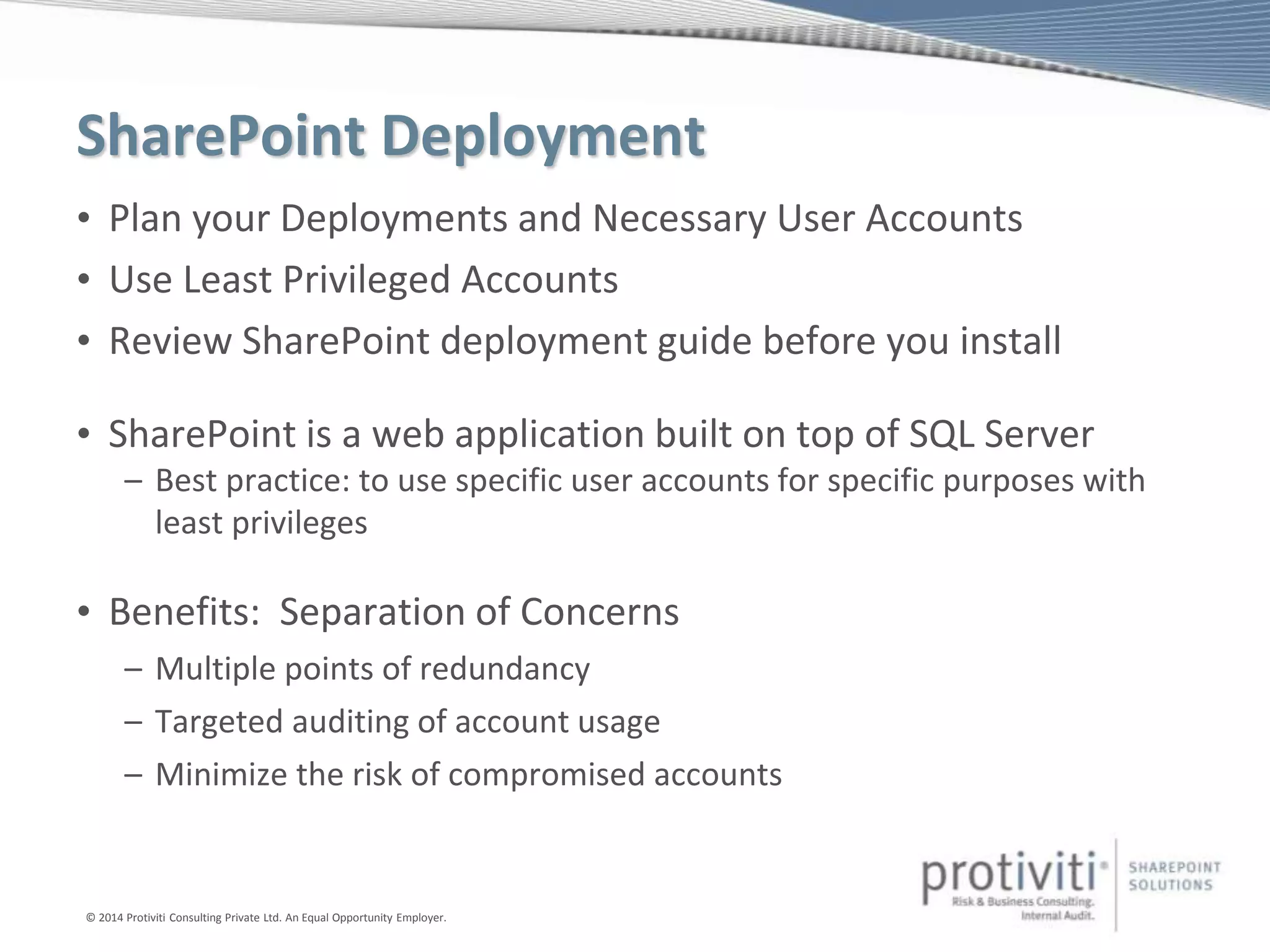 Best practices for Security and Governance in SharePoint 2013 | PPTX