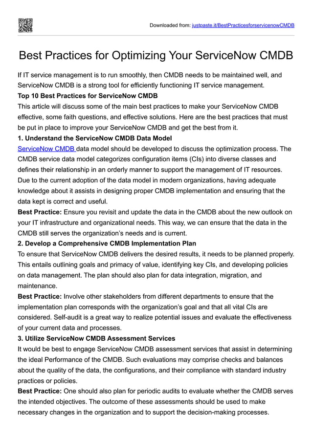 Best Practices for Servicenow CMDB 2024. | PDF | Databases | Computer Software and Applications