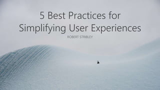 Best Practices for Simplifying User Experiences | PPT