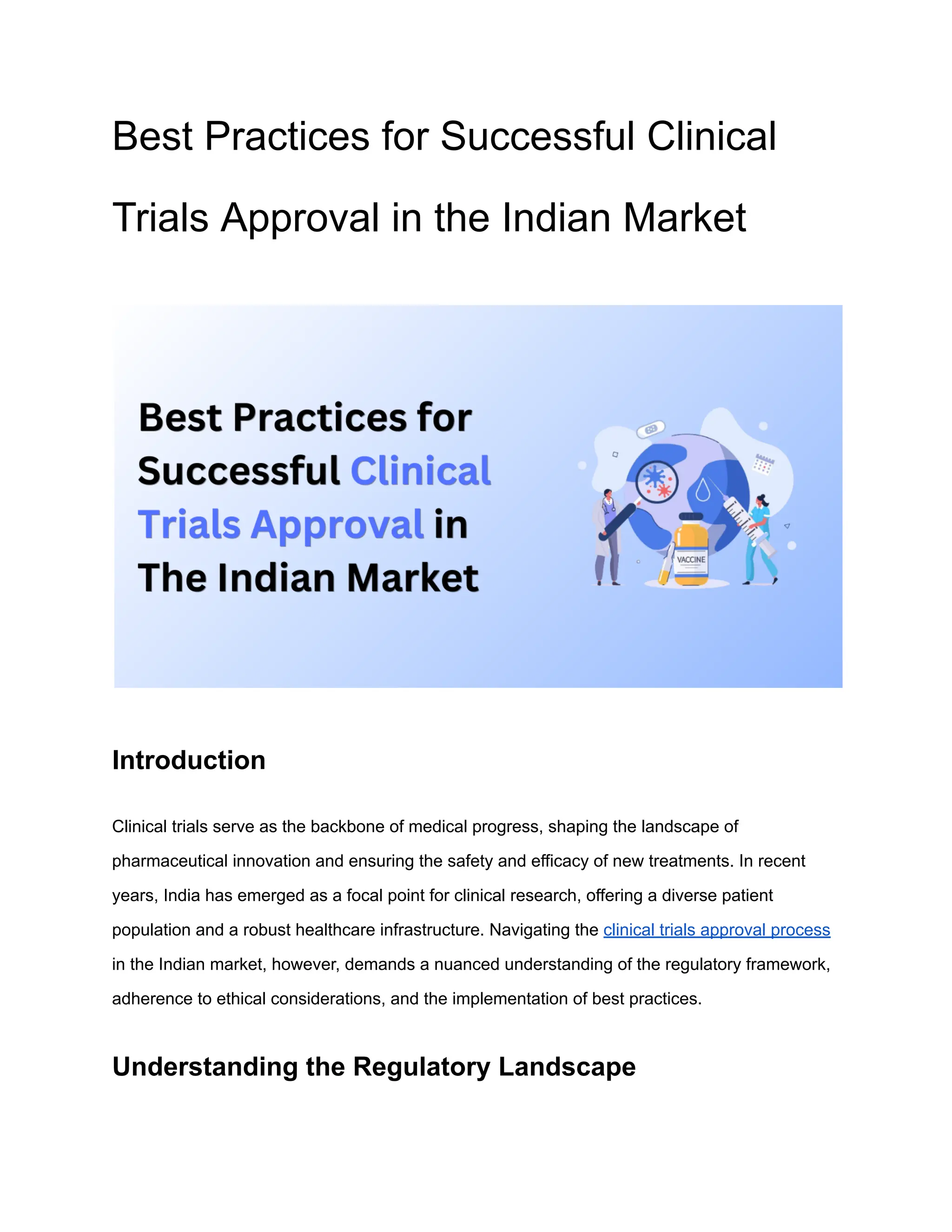 Best Practices for Successful Clinical Trials Approval in the Indian ...