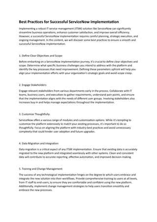 Best Practices for Successful ServiceNow Implementation with DxSherpa ...
