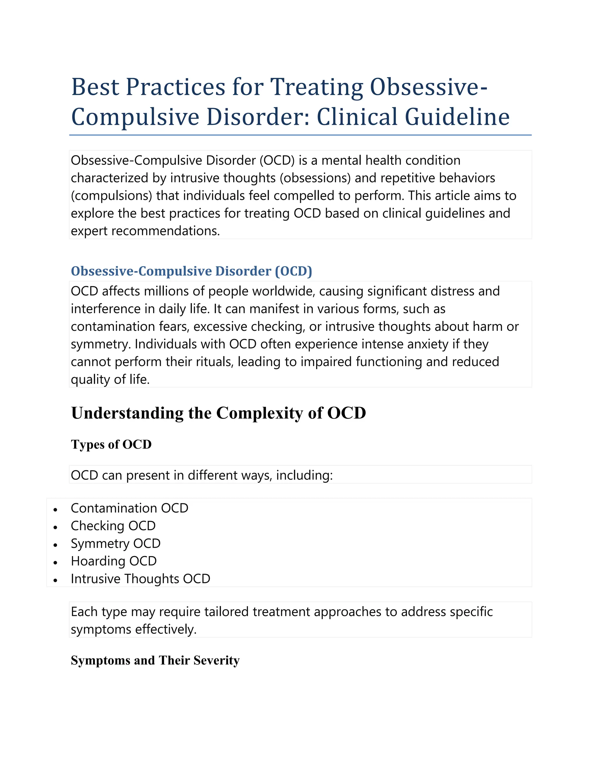 Best Practices for Treating Obsessive-Compulsive Disorder Clinical Guidelines.docx