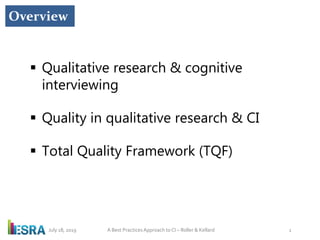 A best practices approach to cognitive interviewing | PPTX
