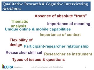 A best practices approach to cognitive interviewing | PPTX