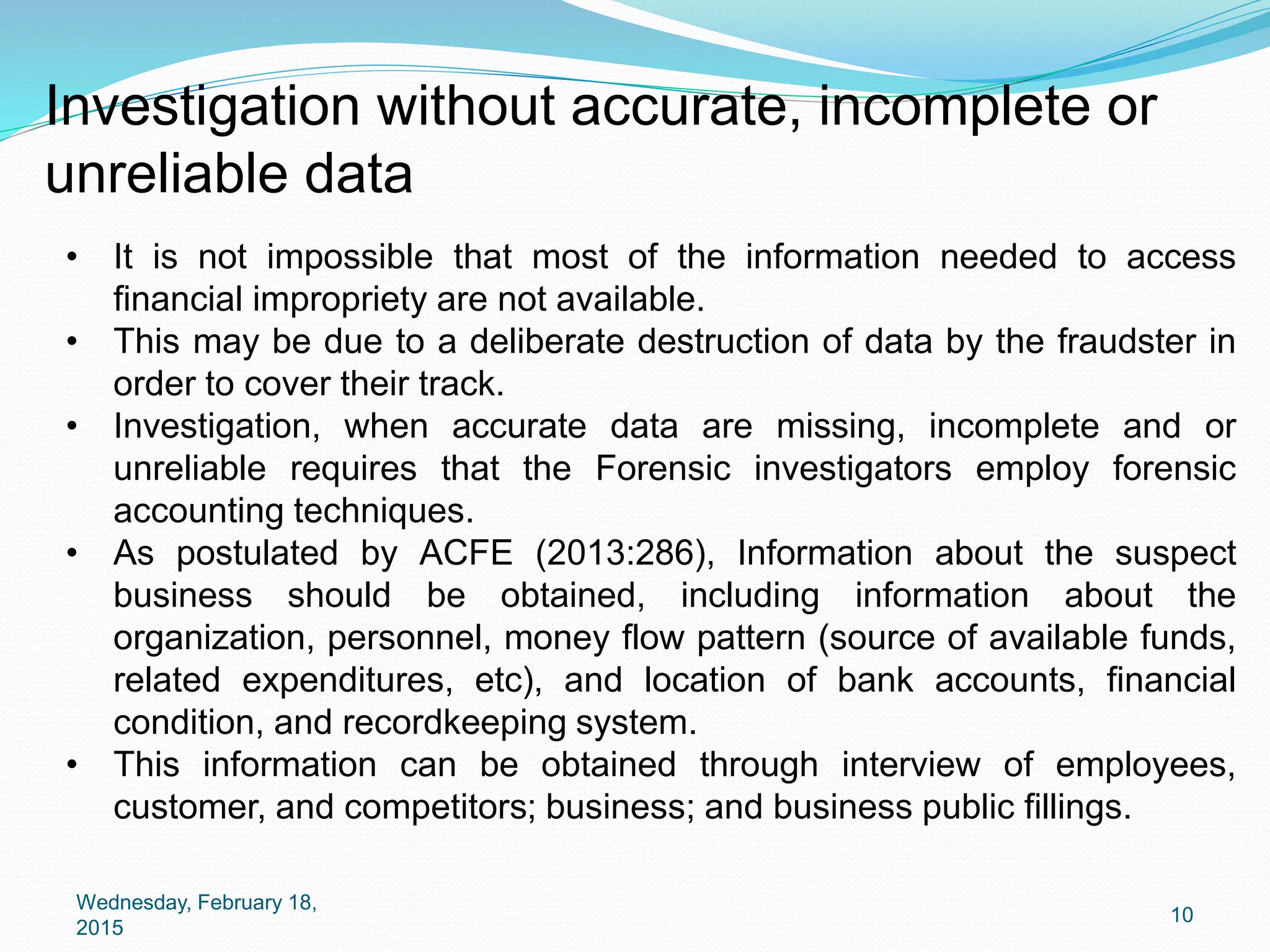 Best practices in conducting Financial Investigations | PPTX