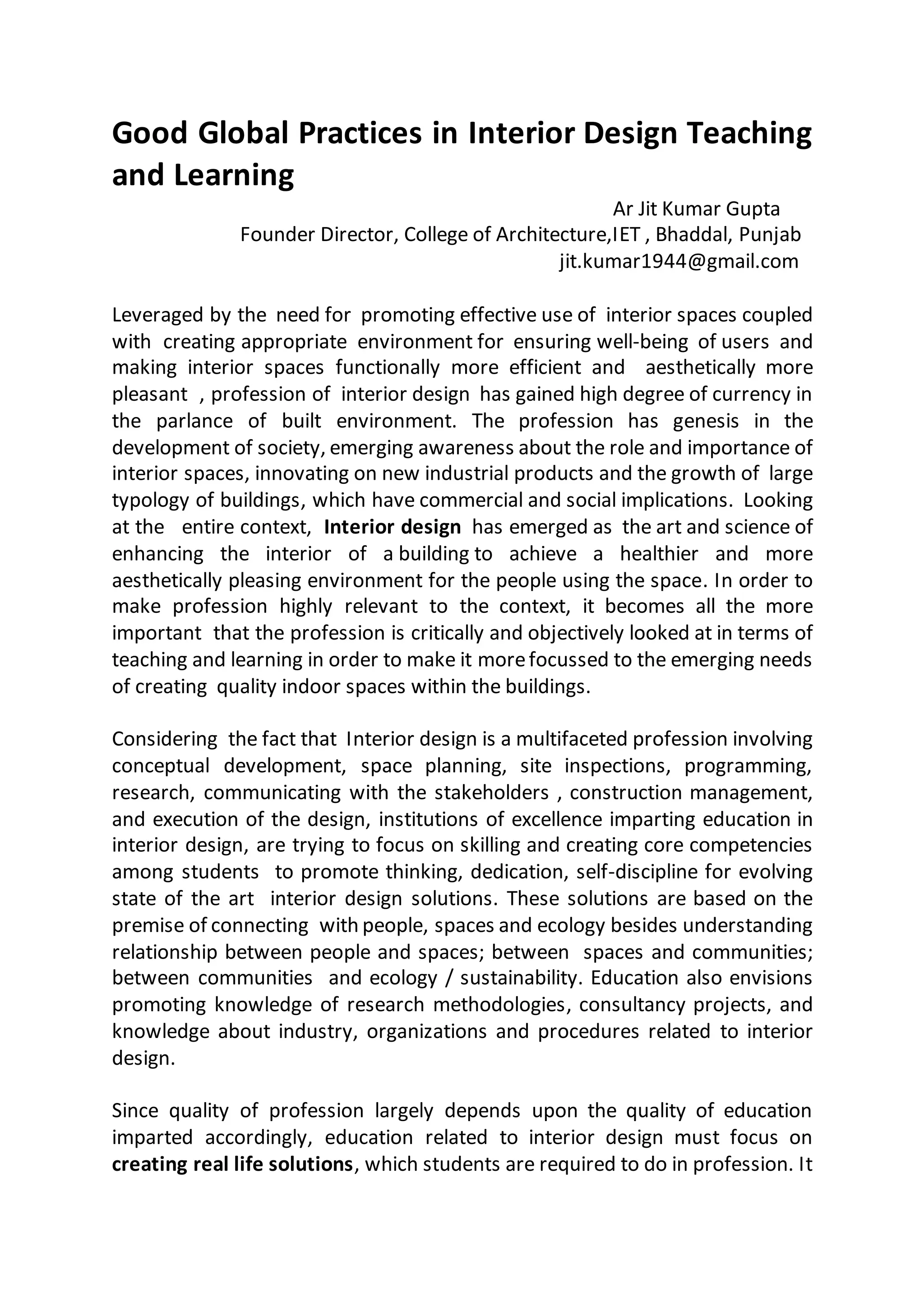 Best practices in interior design learning | DOCX | Interior Decorating ...