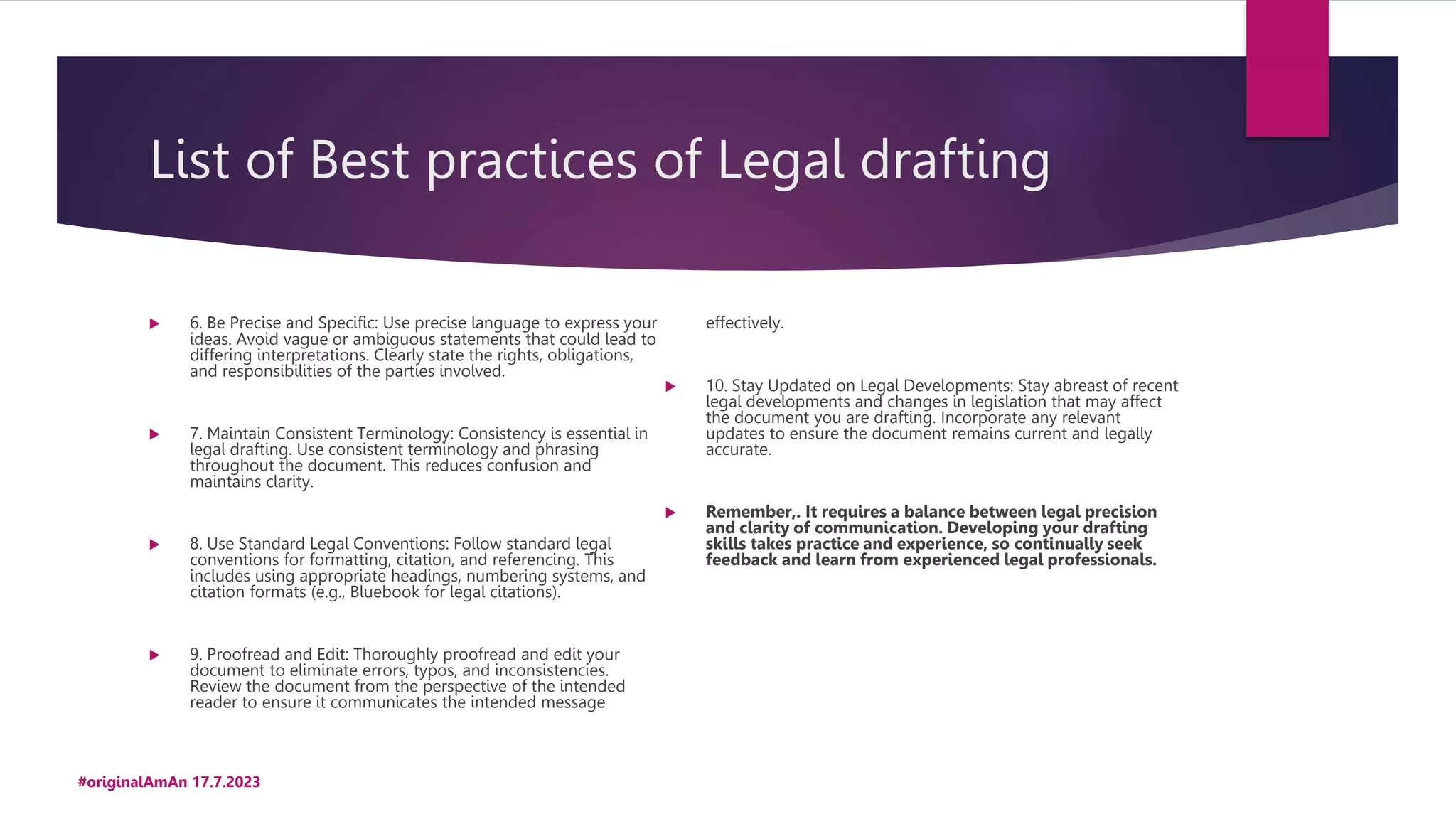 Best Practices of Legal drafting Aman | PPTX