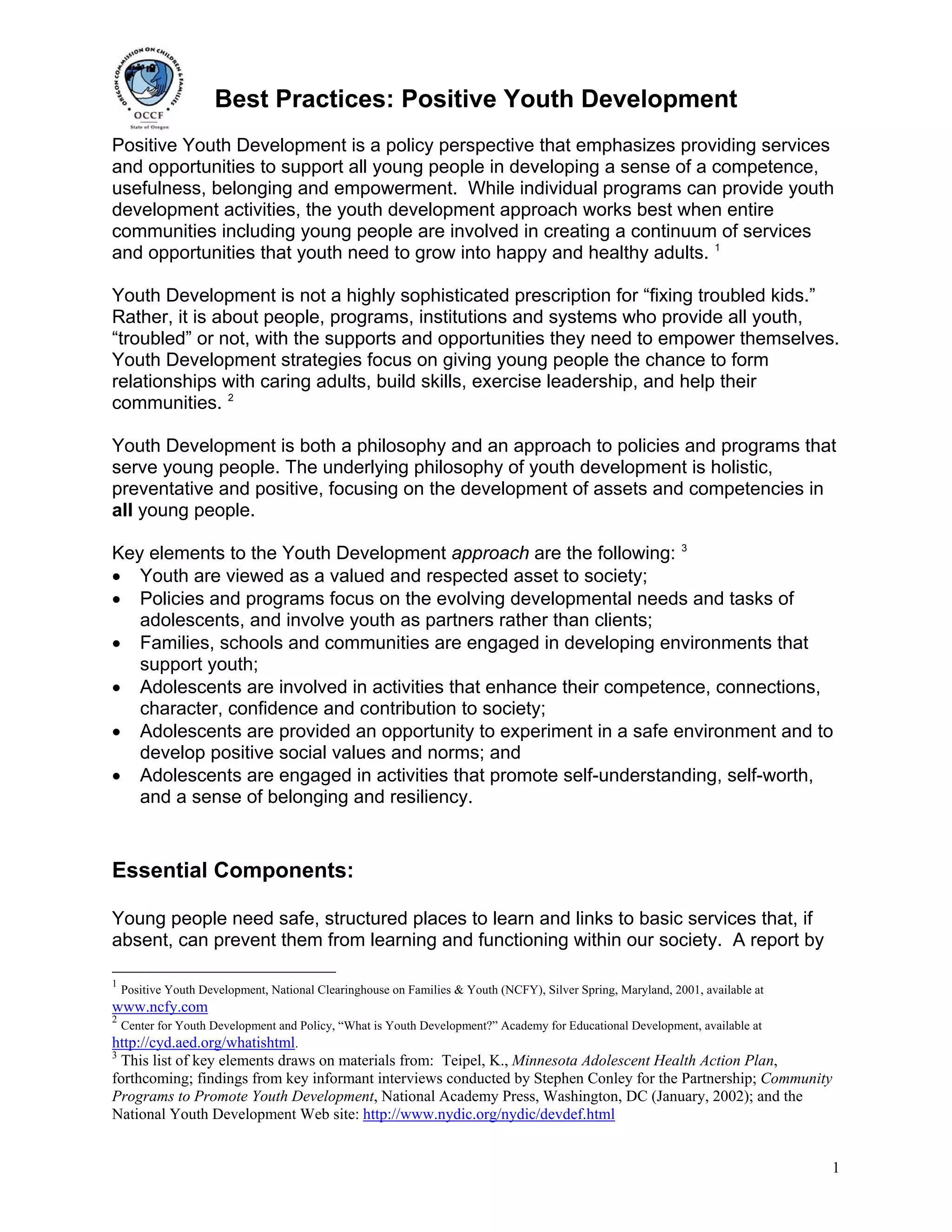 Best practices positive youth development | PDF