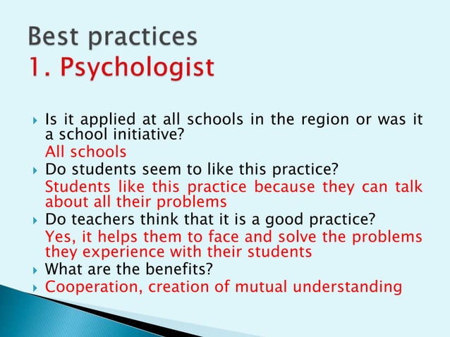 BEST PRACTICES School support system | PPT