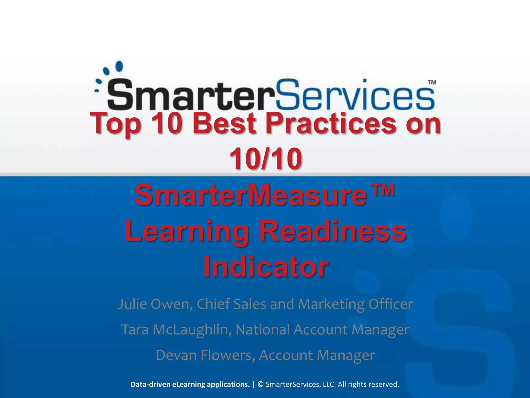 Best practices SmarterMeasure Learning Readiness Indicator Webinar | PPT