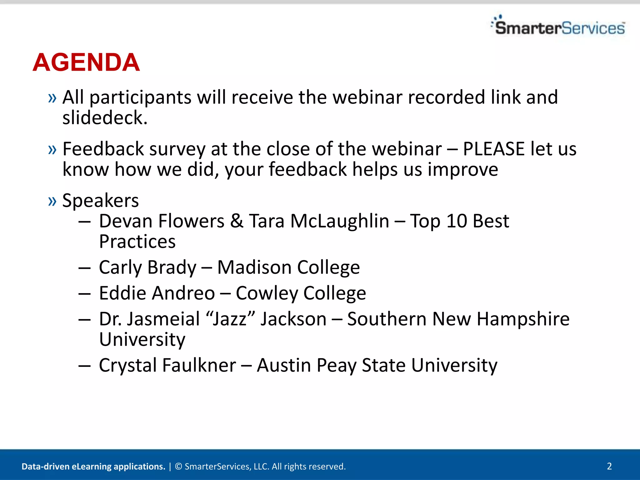 Best practices SmarterMeasure Learning Readiness Indicator Webinar | PPT