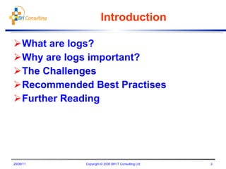 Best practises for log management | PPT