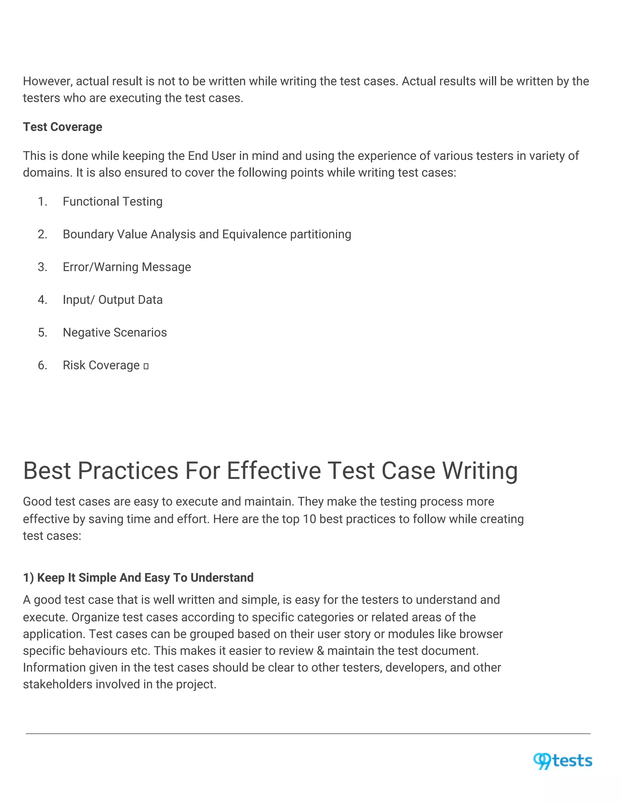 Best practices for test case creation & maintenance | PDF