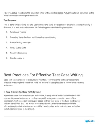 Best practices for test case creation & maintenance | PDF