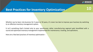 Best practises of inventory optimization | PPTX | Logistics | Business