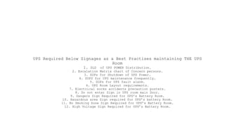 BEST Practices of UPS Room to avoid any incidents in critical rooms | PPTX