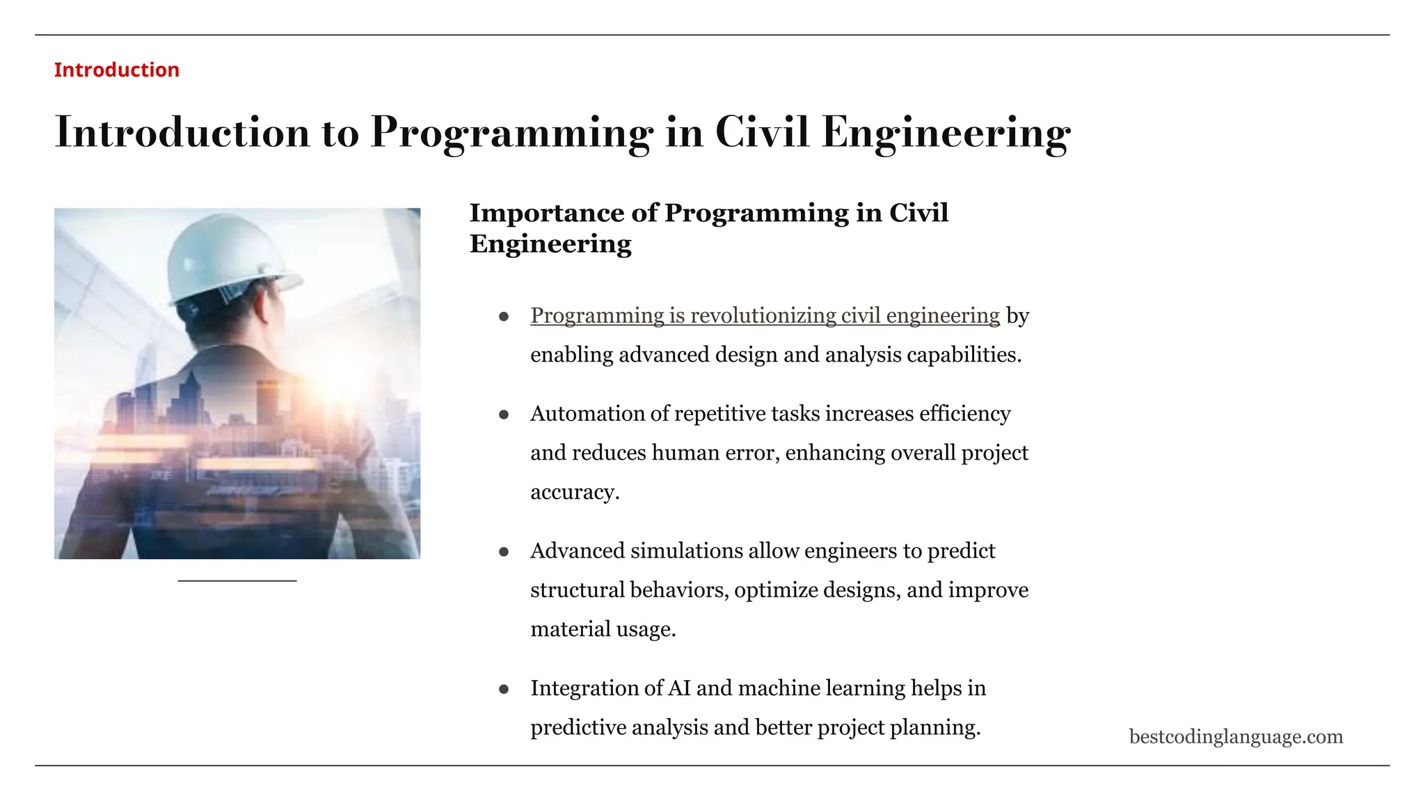Best Programming Language for Civil Engineers | PPTX