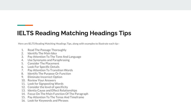 Best & Proven IELTS Reading Matching Headings Tips.pptx