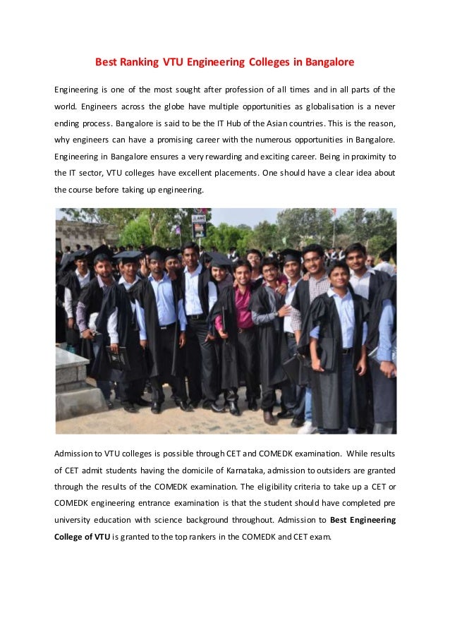 Best ranking vtu engineering colleges in bangalore