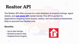 11 Best Real Estate APIs to Create Real Estate Products | PPTX