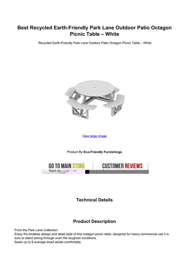 Best recycled earth friendly park lane outdoor patio octagon picnic ...