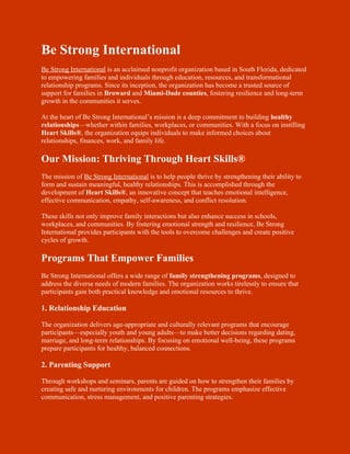 Be Strong International: Empowering Lives | DOCX
