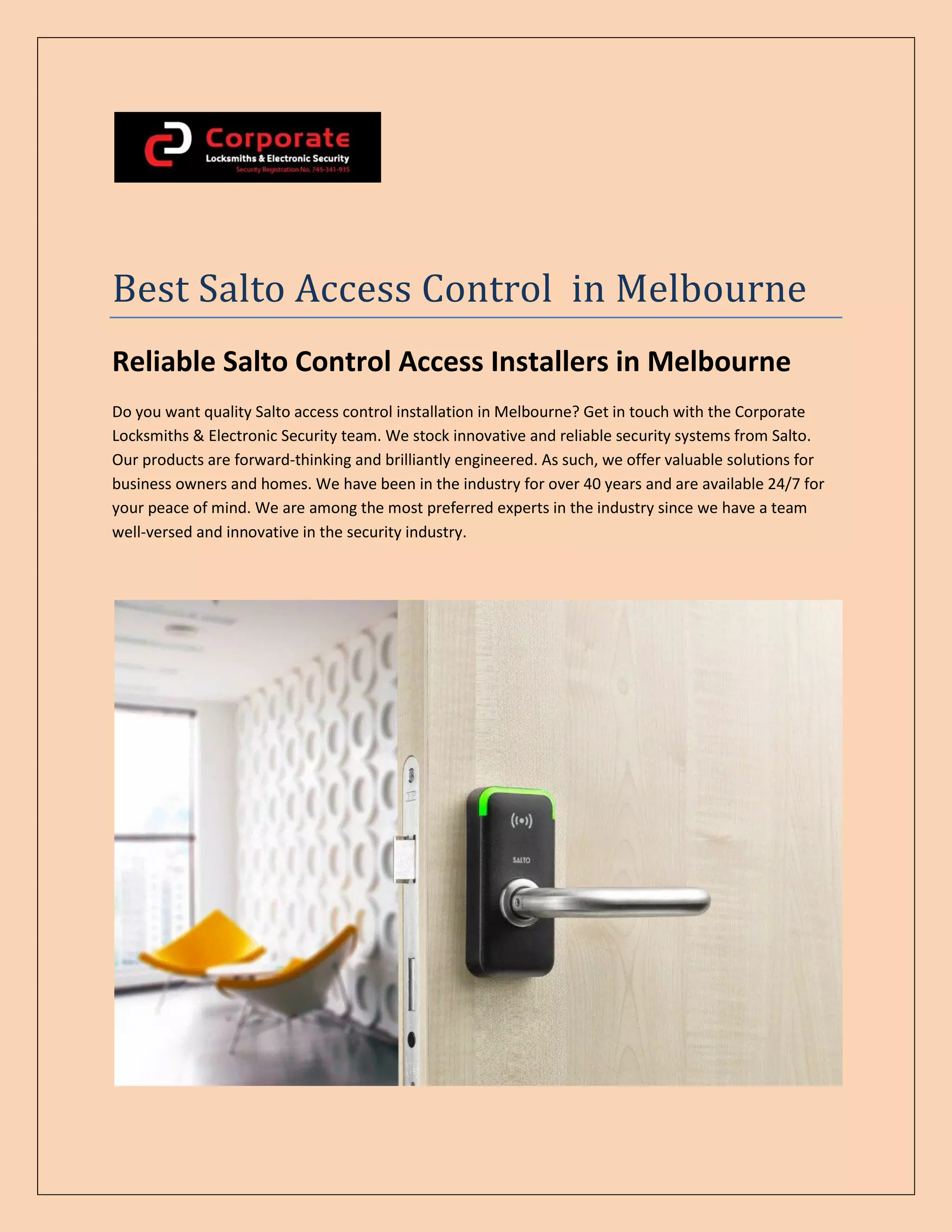 Best Salto Access Control in Melbourne.pdf