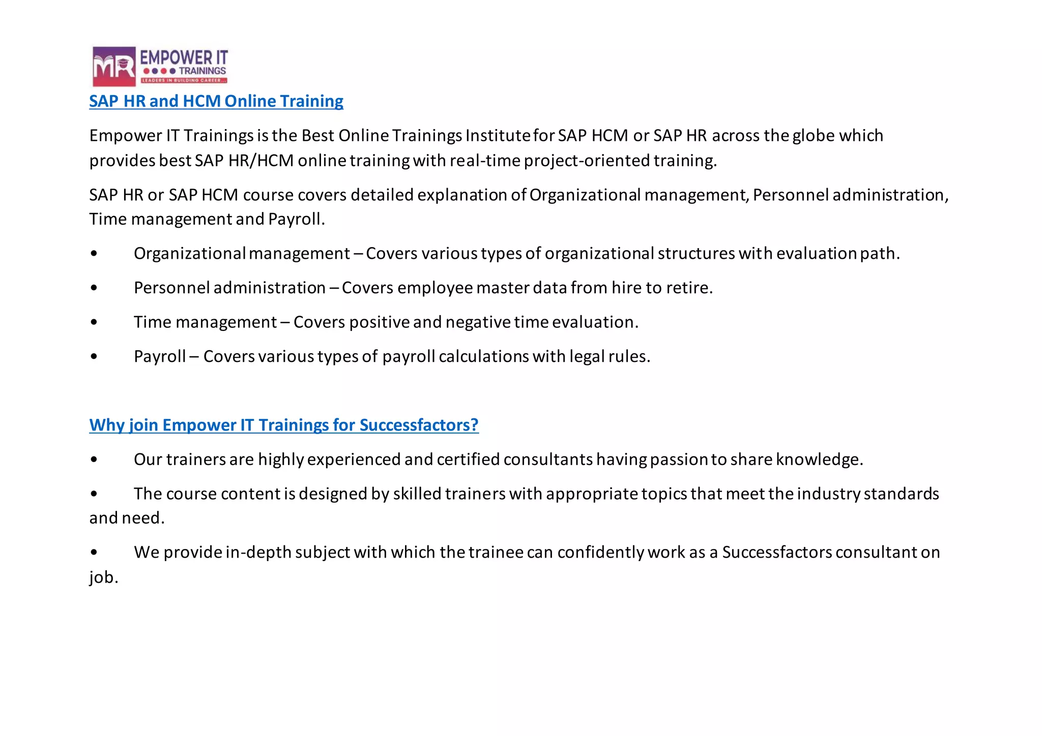 Best sap HCM successFactors online training with certificate | PPT