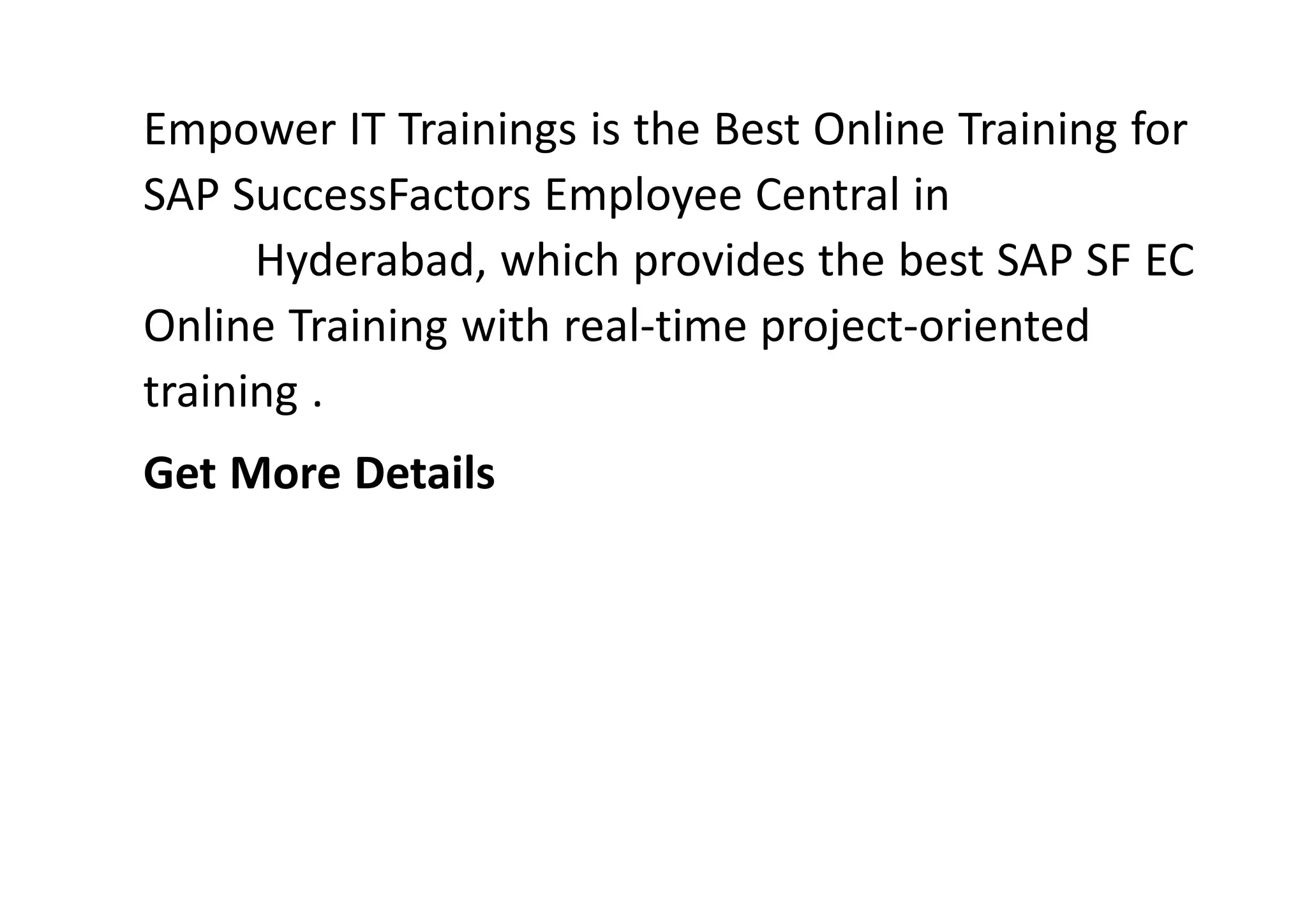 SAP SuccessFactors Employee Central Certification Online Training | PPT ...
