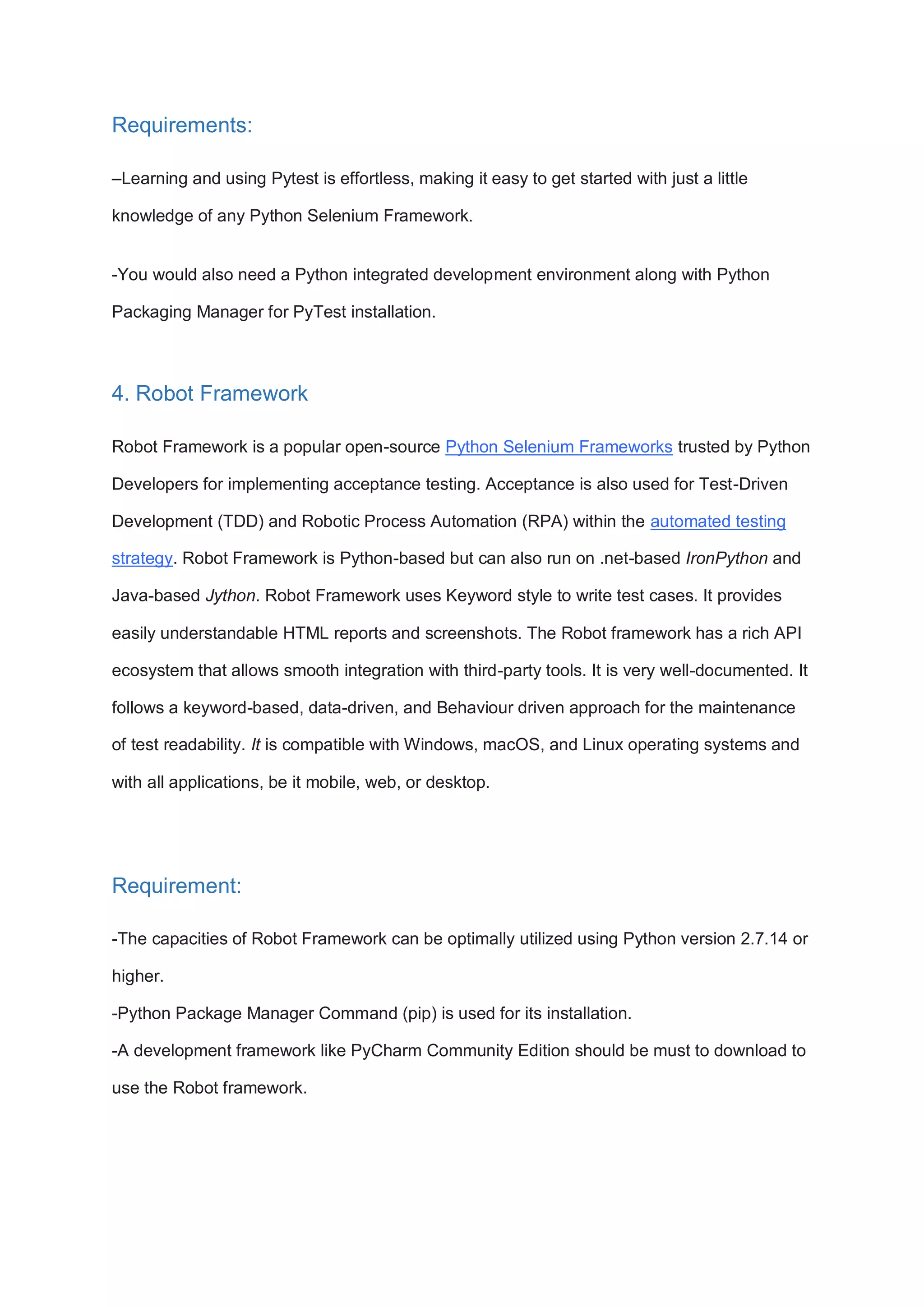 Best Selenium Python Frameworks for Test automation.pdf | Programming ...
